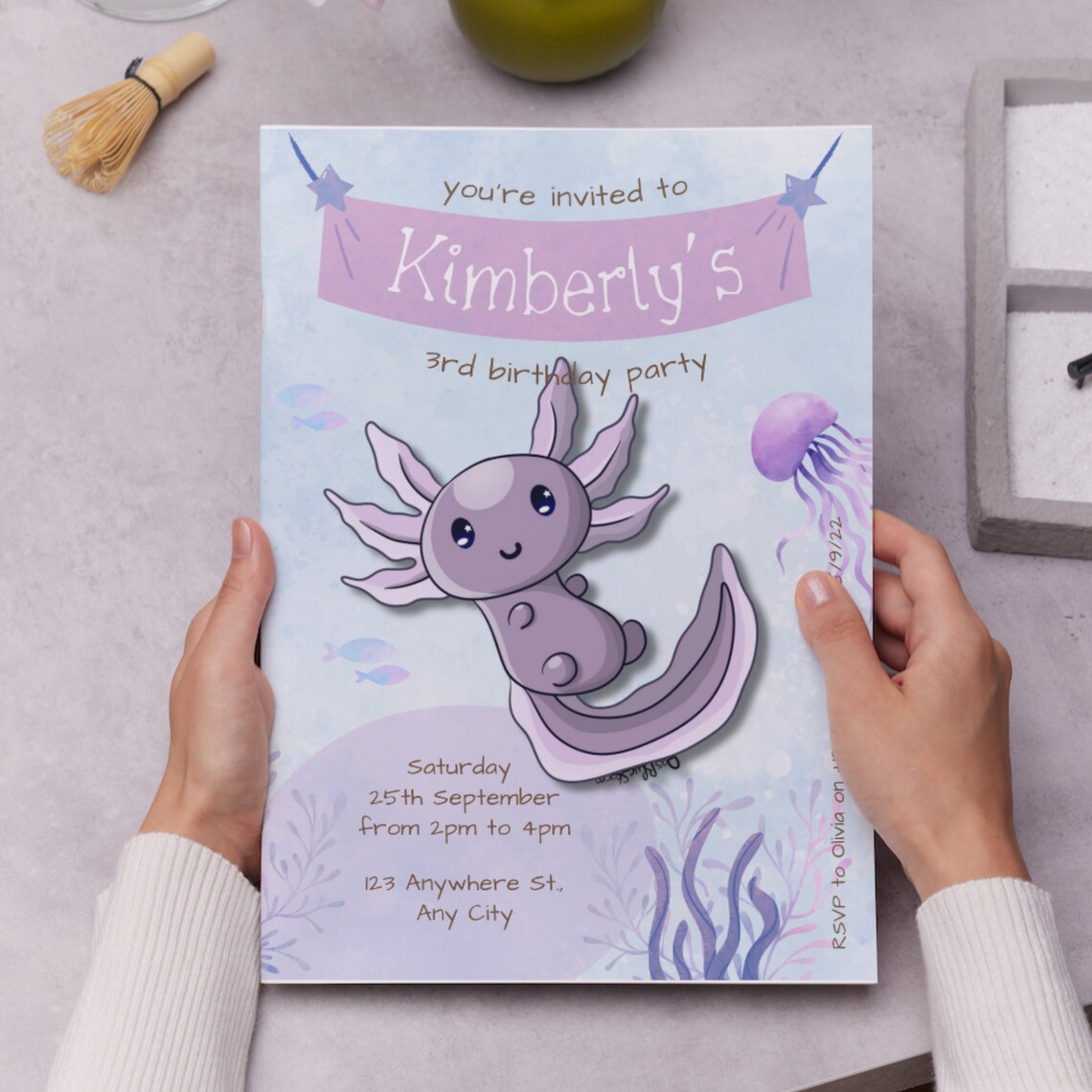 Editable Axolotl Birthday Invitation Printable Axolotl - Etsy