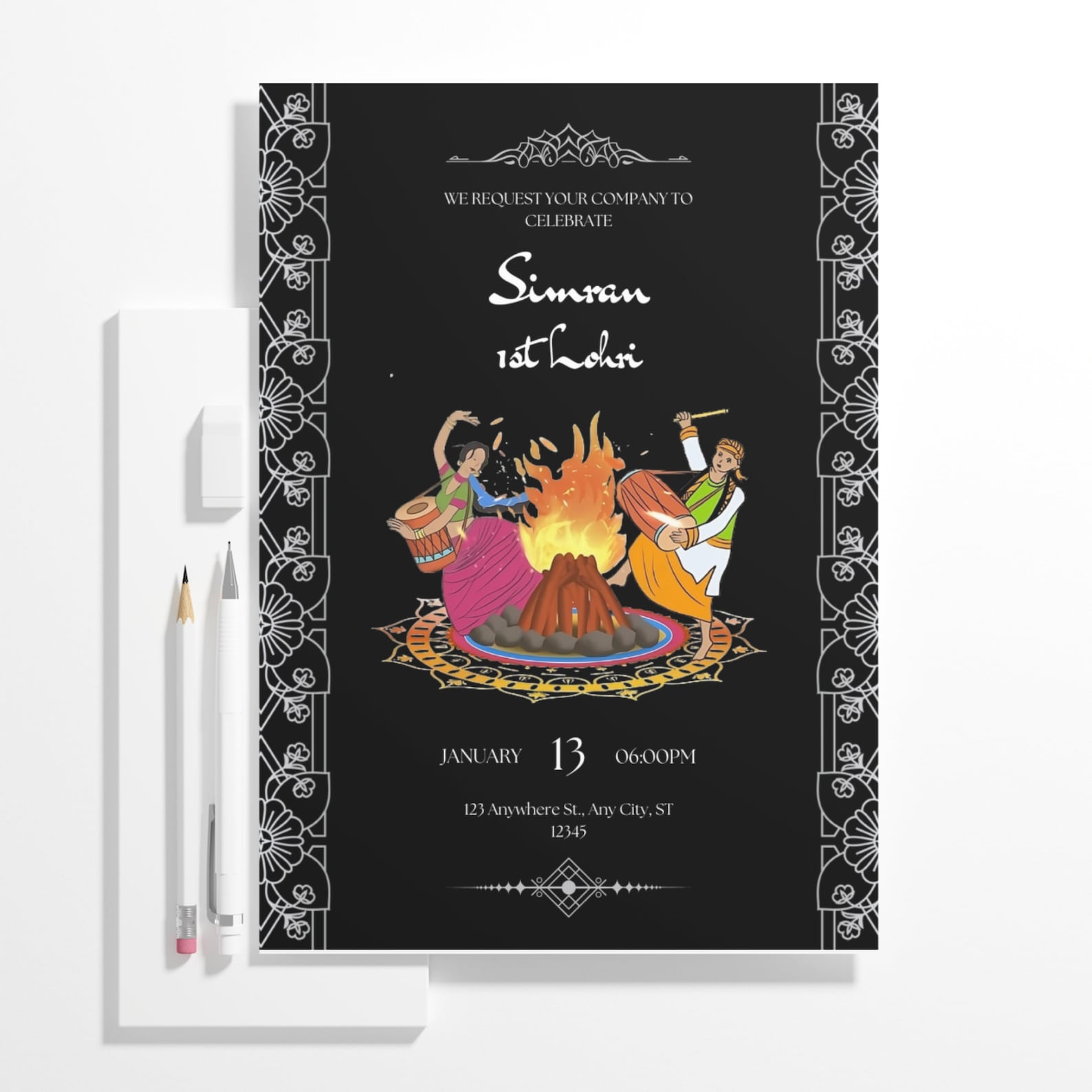 Editable Lohri Invitation Printable First Lohri Invite - Etsy