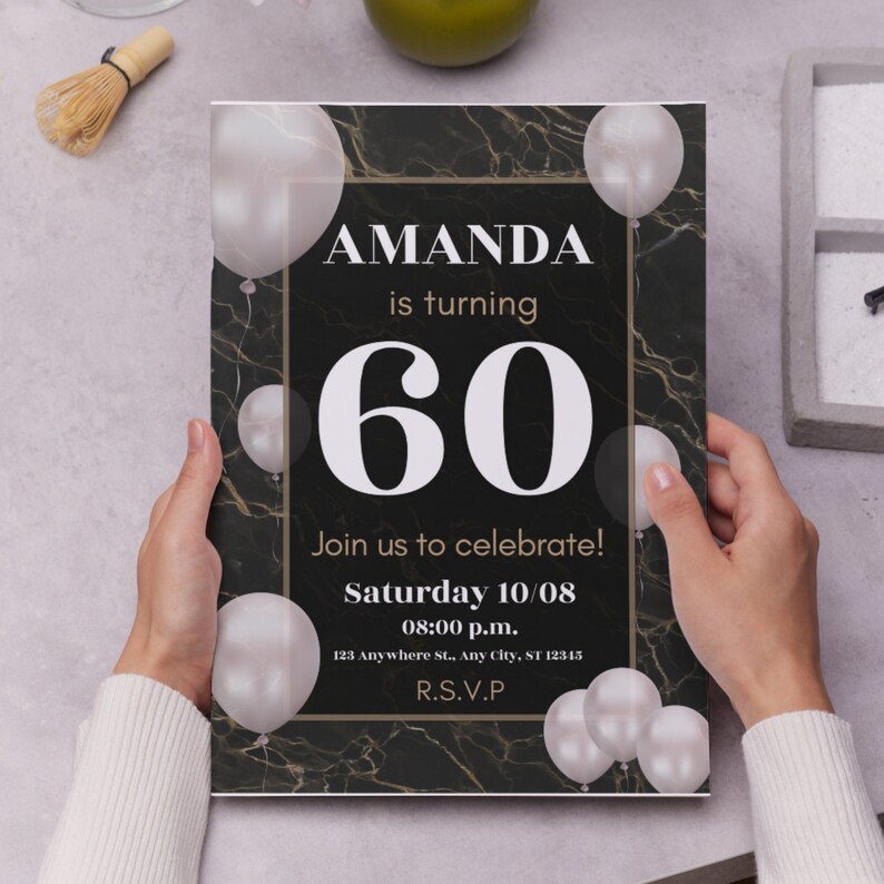 Editable 60th Birthday Invitation Printable 60th Birthday - Etsy
