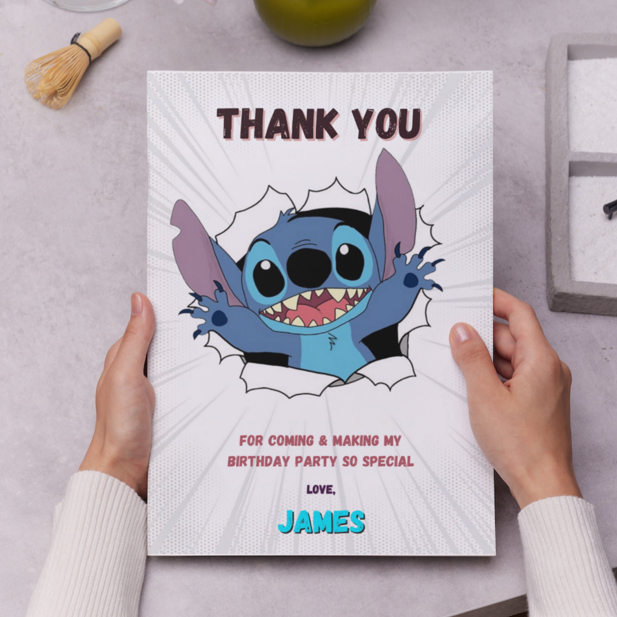 Editable Stitch Thank You Cards, Printable Stitch Birthday Thank You ...
