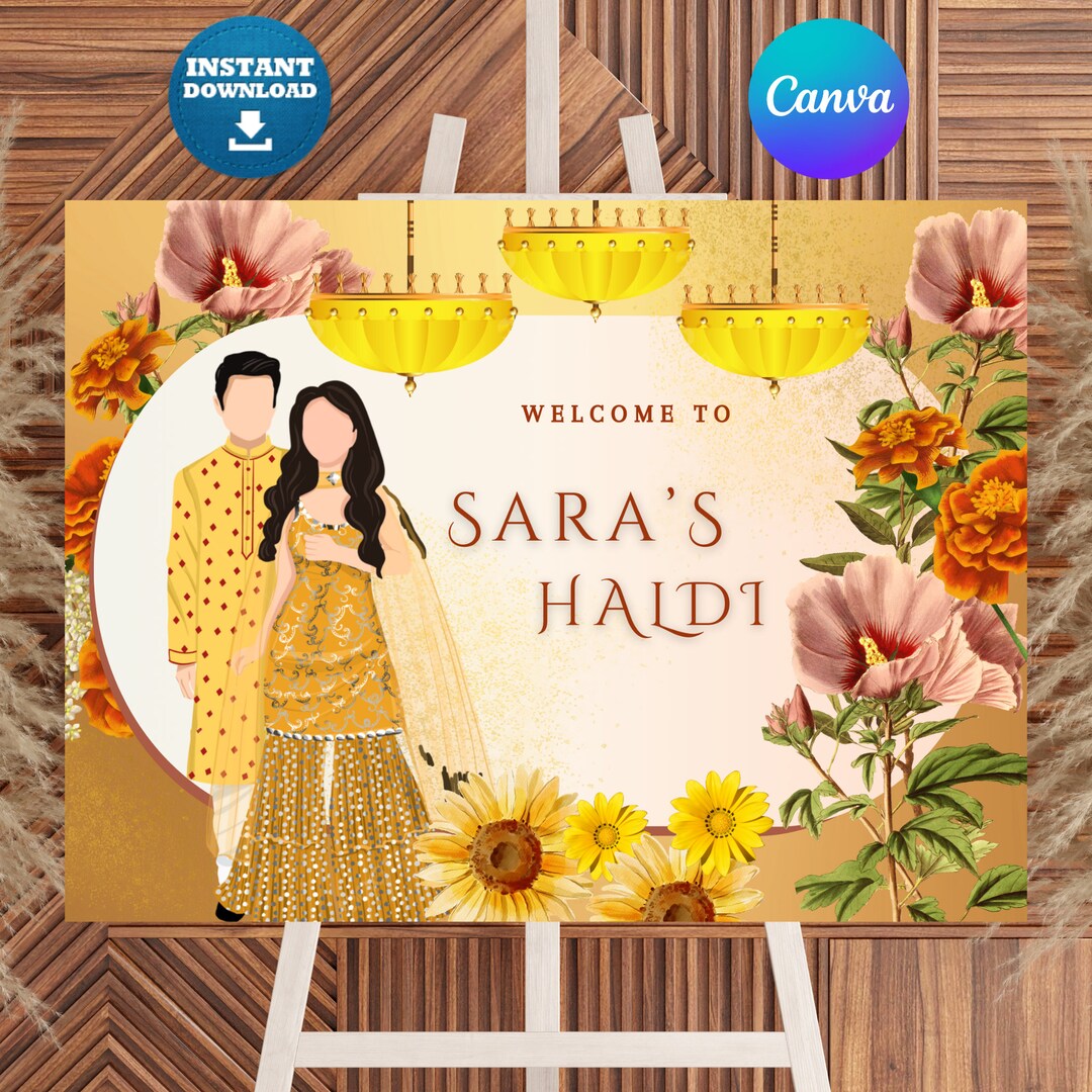 Editable Haldi Sign Template Printable Welcome Sign Haldi - Etsy Australia
