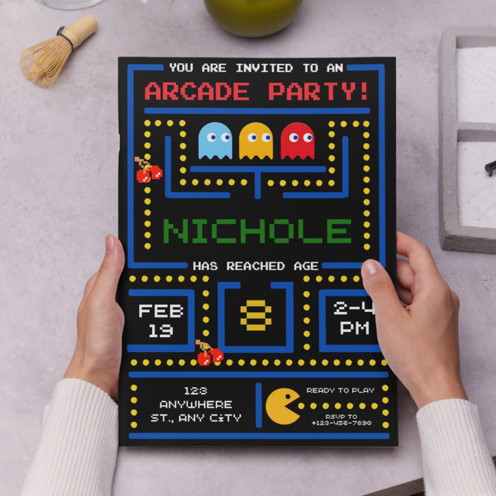 Editable Pac Man Birthday Invitation, Printable Retro Arcade Game ...