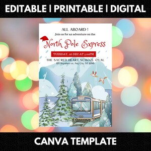 Editable North Pole Express Invitation, Printable North Pole Polar ...