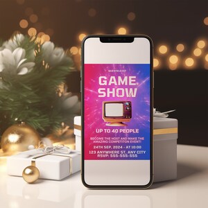 Editable Game Show Birthday Invitation, Digital Game Night Invitation ...