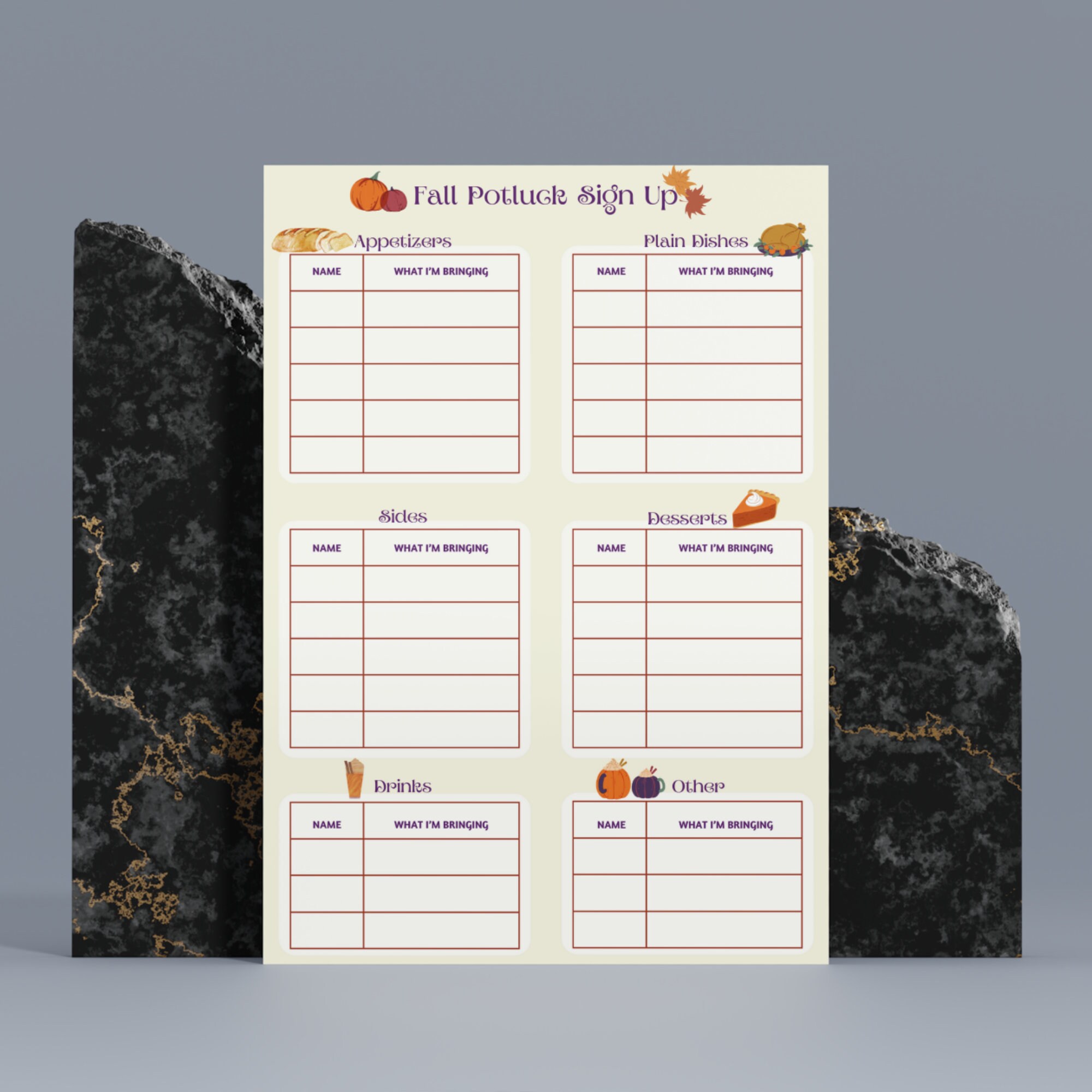 Editable Potluck Sign up Sheet Potluck Sign up Form Digital - Etsy