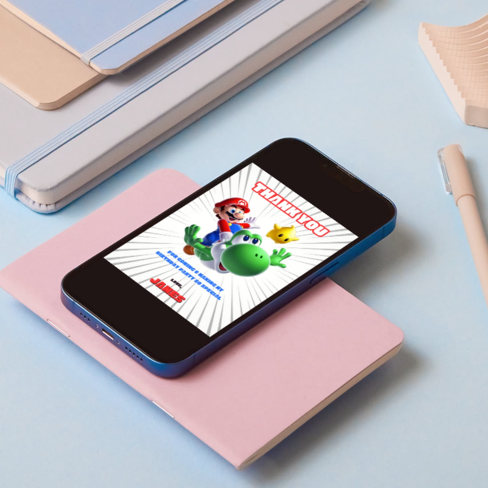 Editable Super Mario Thank You Cards, Printable Super Mario Birthday ...