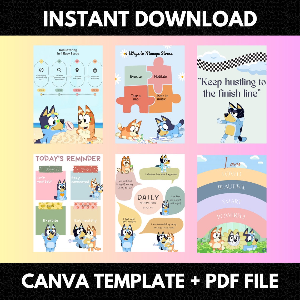 Editable Bluey Calm Corner, Digital Bluey Calm Down Corner PDF ...