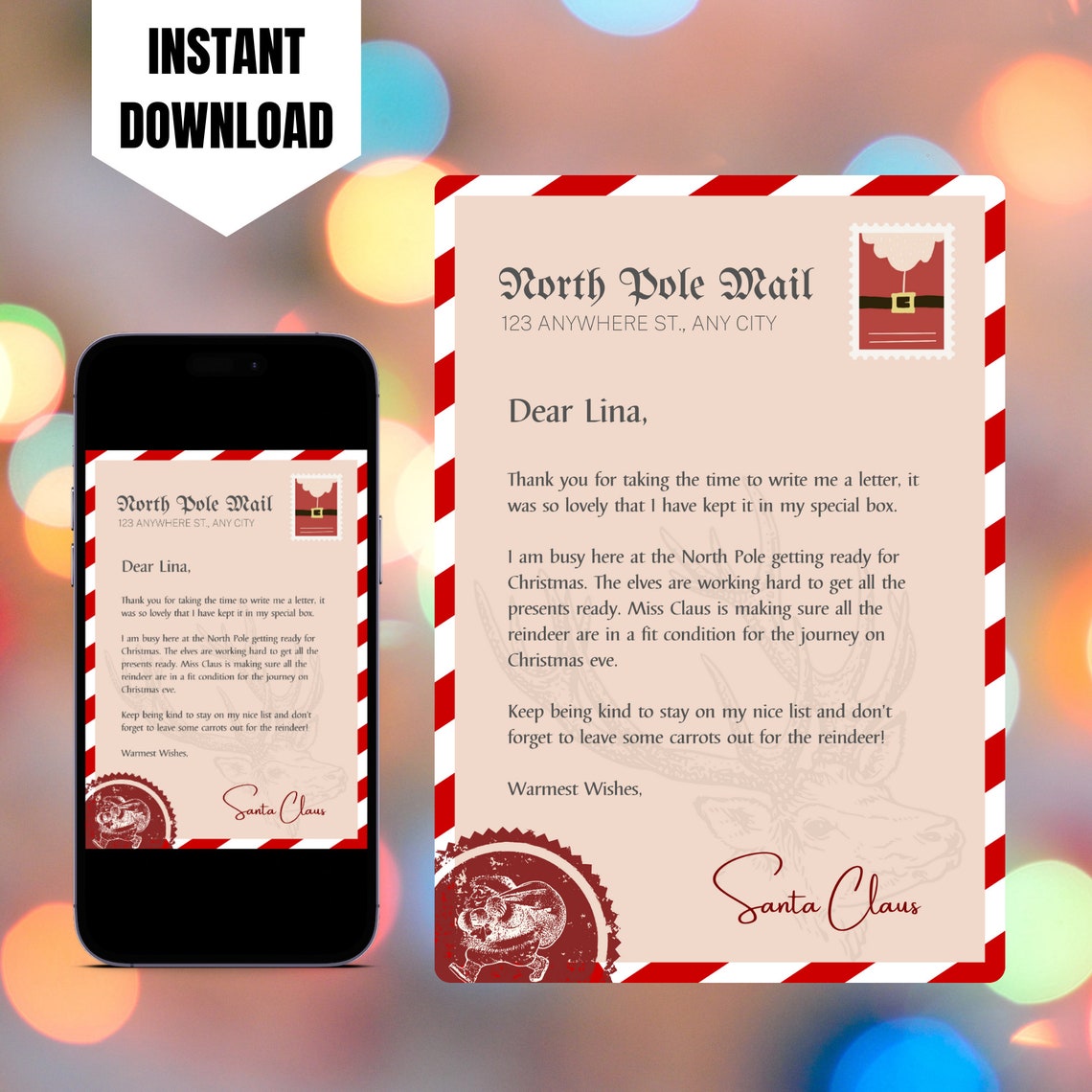 Editable Letter From Santa Template Printable Christmas Santa - Etsy