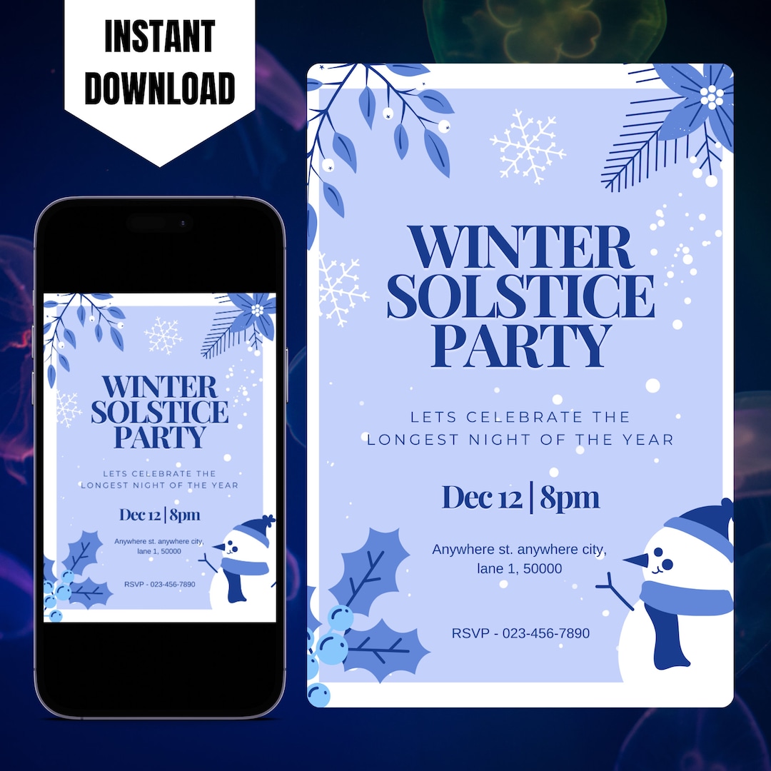 Editable Winter Solstice Party Invitation, Winter Solstice Invite ...