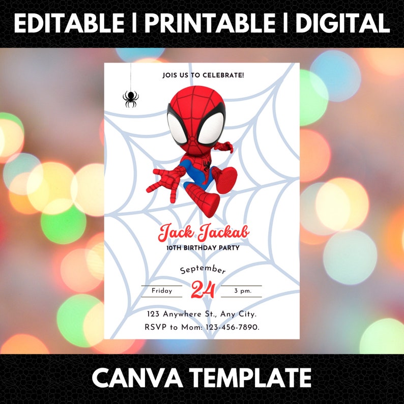 Editable Spidey Invite, Printable Spidey and His Amazing Friends Invite ...
