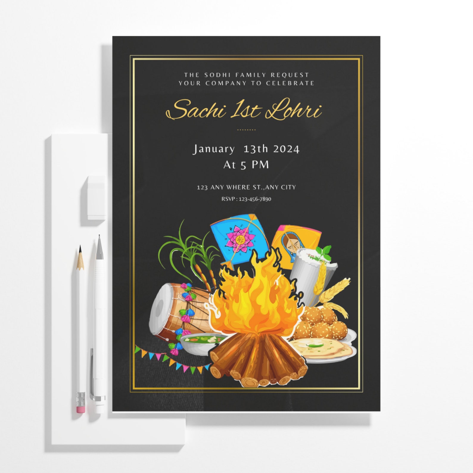 Editable Lohri Invitation Printable First Lohri Invite - Etsy