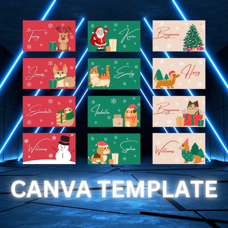 Editable Christmas Placecards Template Printable Christmas - Etsy