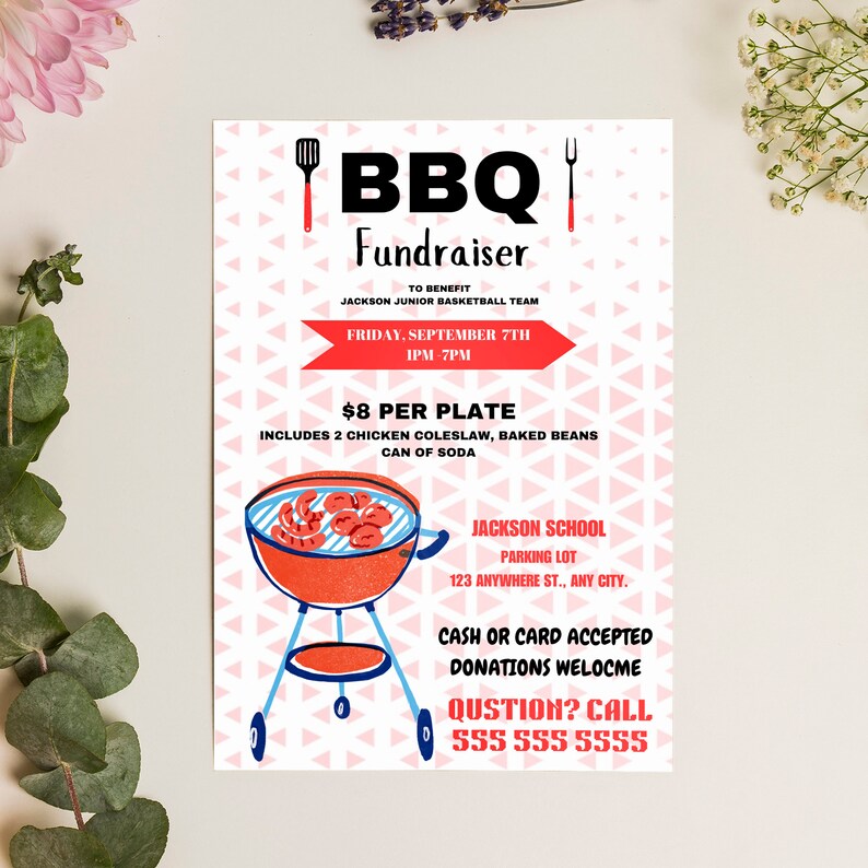 Editable Bbq Fundraiser Flyer Template Digital Barbecue Fundraiser