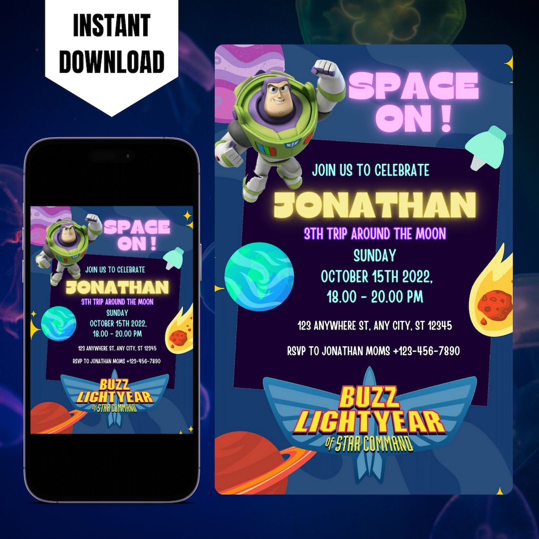 Editable Buzz Lightyear Birthday Invitation, Printable Toy Story ...