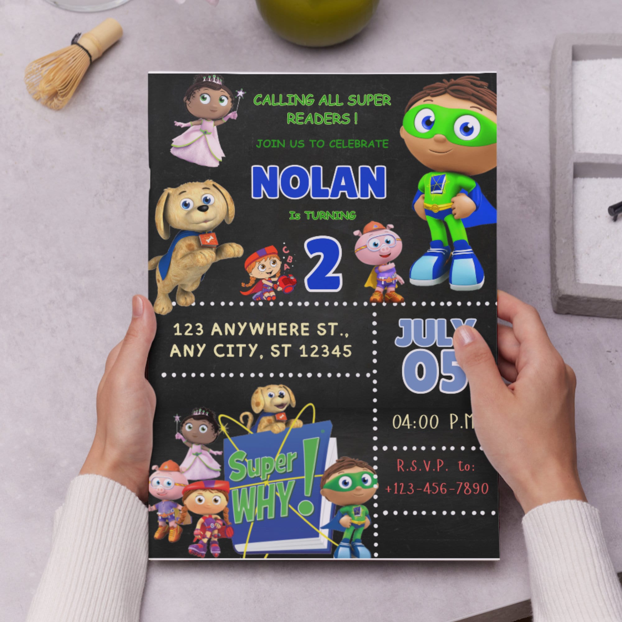 Editable Super Why Birthday Invitation Template, Printable Super Why ...