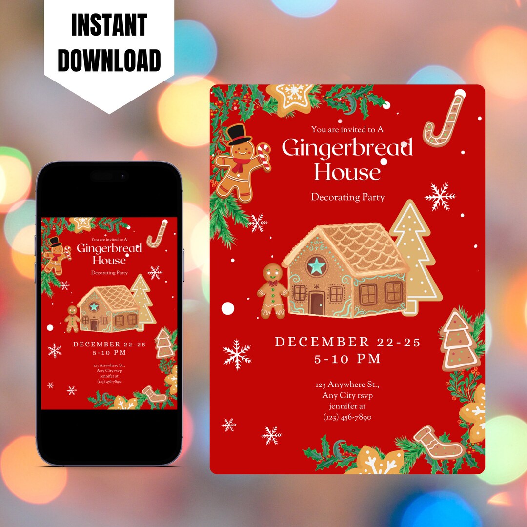 Editable Gingerbread House Invitation, Printable Gingerbread House ...