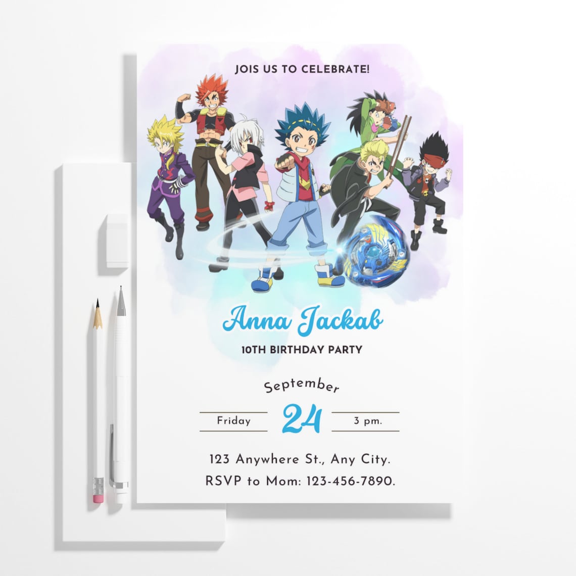 Editable Beyblade Birthday Invitation: Printable Canva Template - Etsy