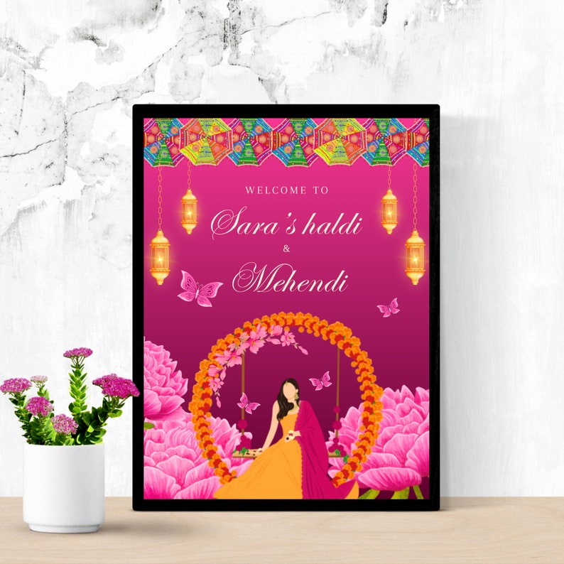 Editable Mehndi Welcome Sign, Digital Indian Wedding Decor, Indian ...