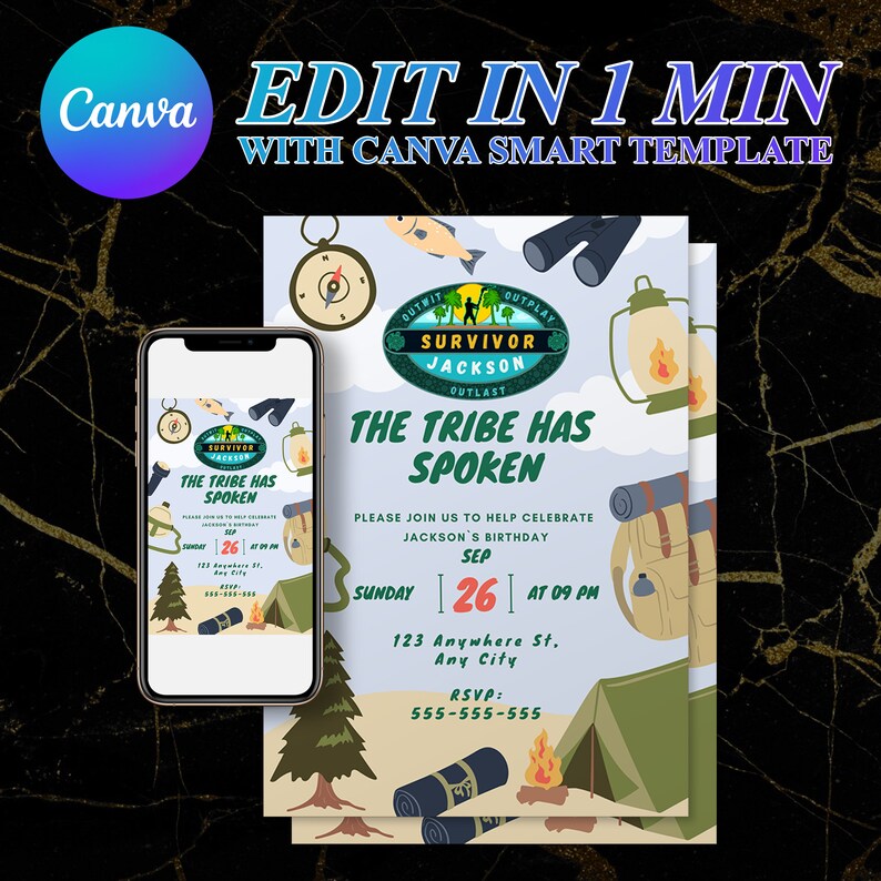 Editable Survivor Birthday Invitation: Explorer Adventure Party - Etsy