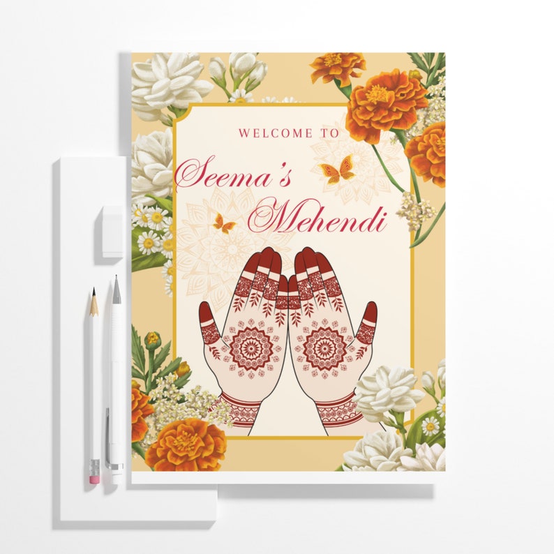 Editable Mehendi Welcome Sign Template, Printable Mehndi Decor (digital ...