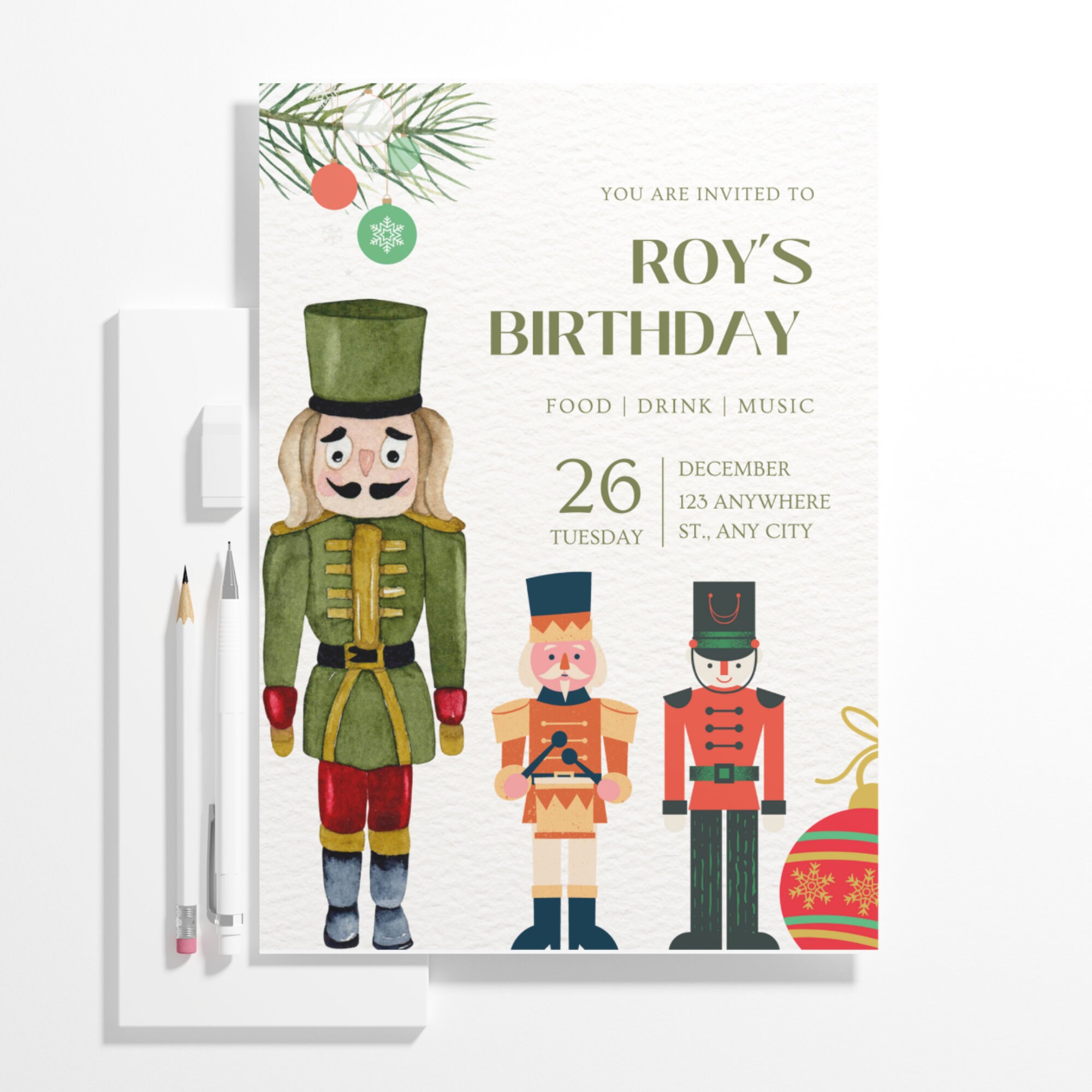 Editable Nutcracker Birthday Invitation Template, Printable Nutcracker ...