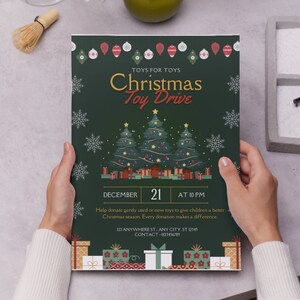 Editable Christmas Toy Drive Flyer Template, Printable Holiday Toy ...