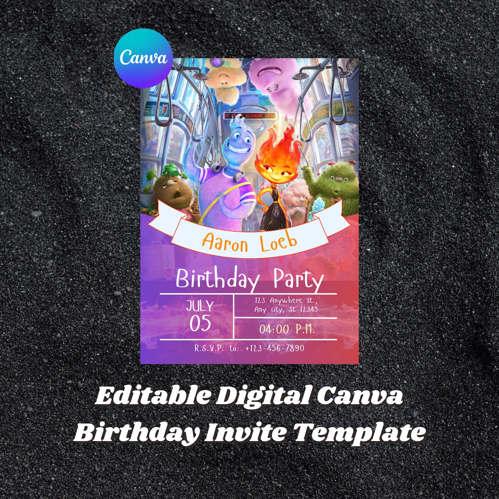 Editable Elemental Birthday Party Invitation, Elemental Invitation ...
