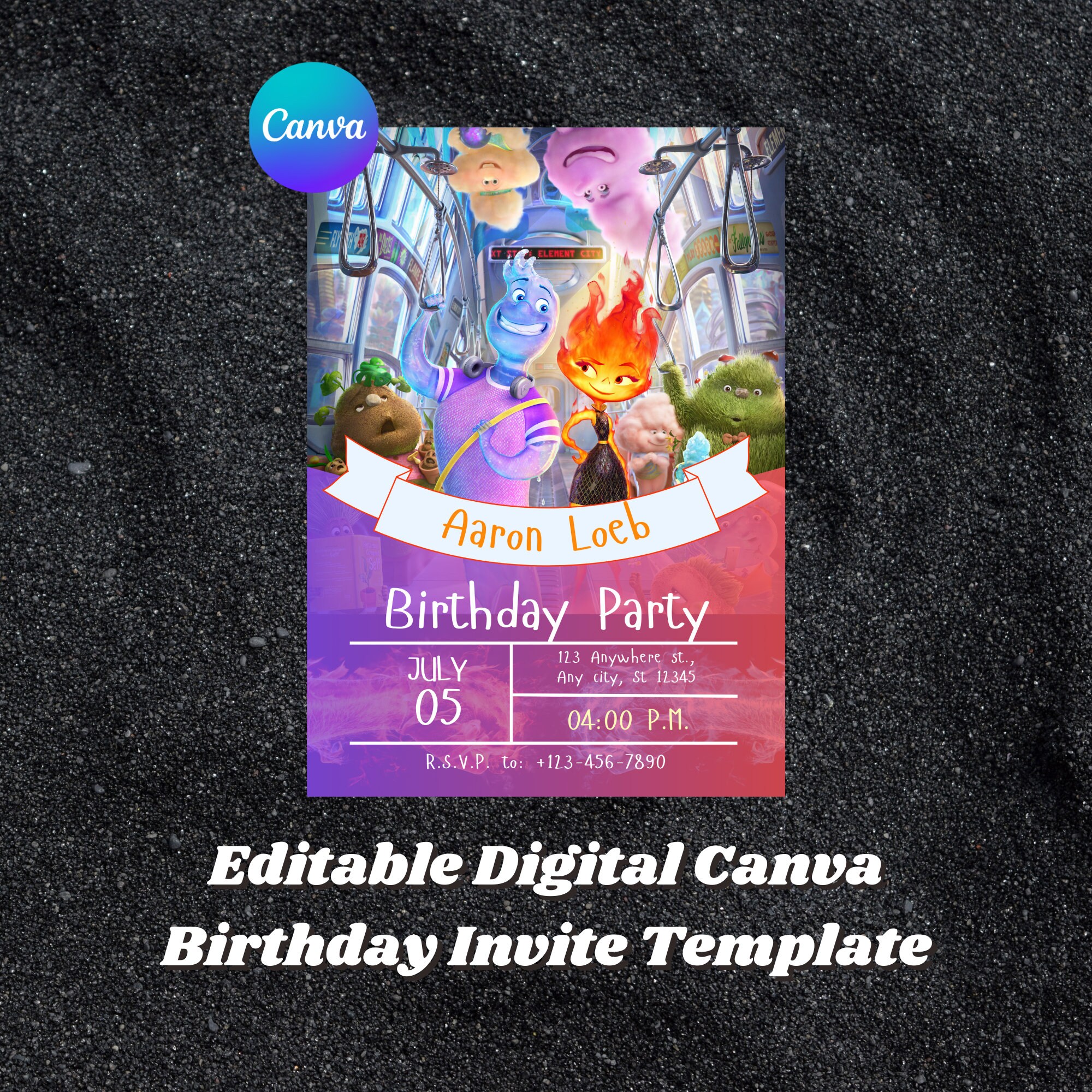 Editable Elemental Birthday Party Invitation, Elemental Invitation ...