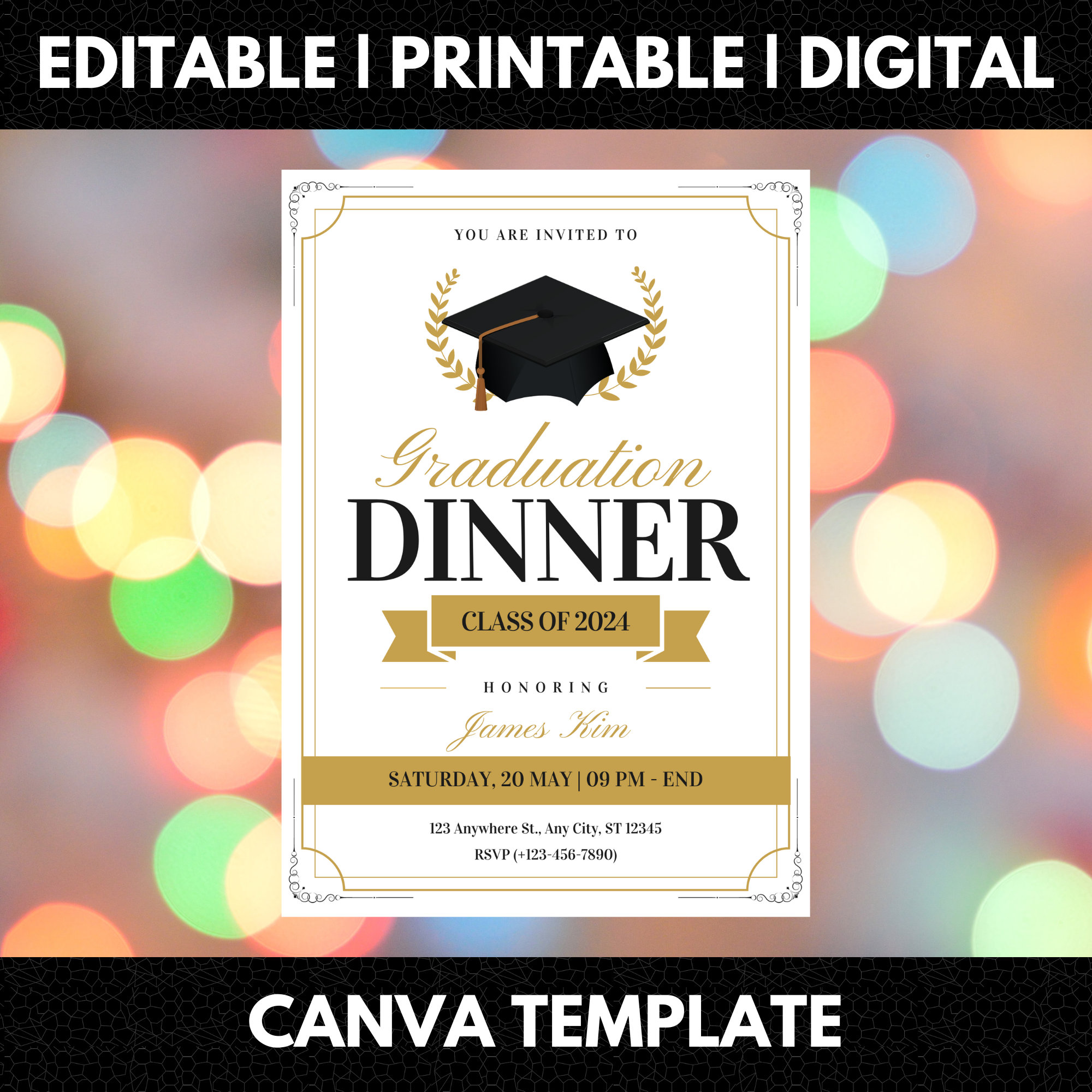 Digital Graduation Dinner Invitation, Editable Graduation Invite ...