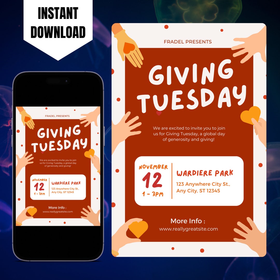 Editable Giving Tuesday Invitation, Digital Giving Tuesday Template ...