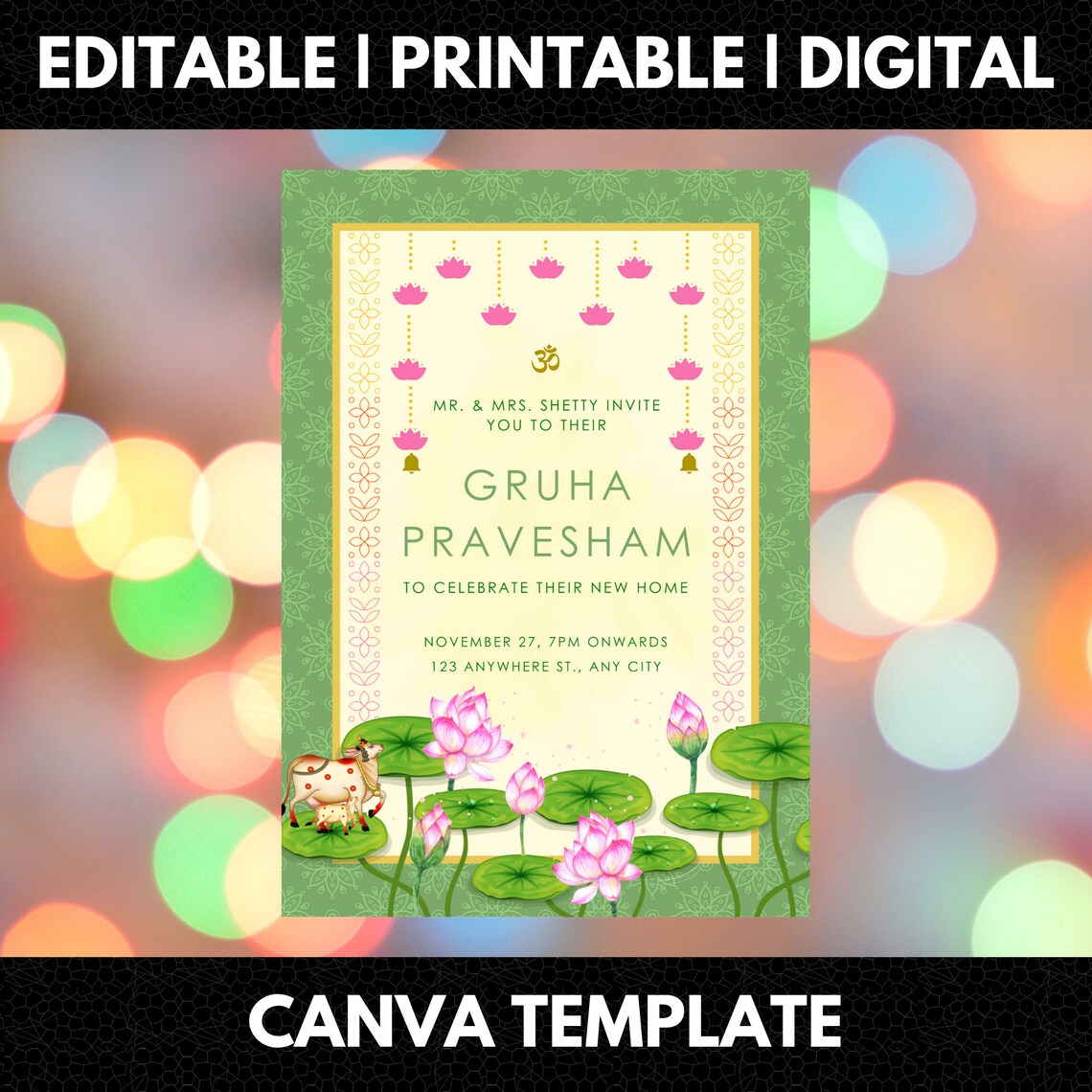 Editable Gruhapravesham Invitation Template: Printable Housewarming - Etsy