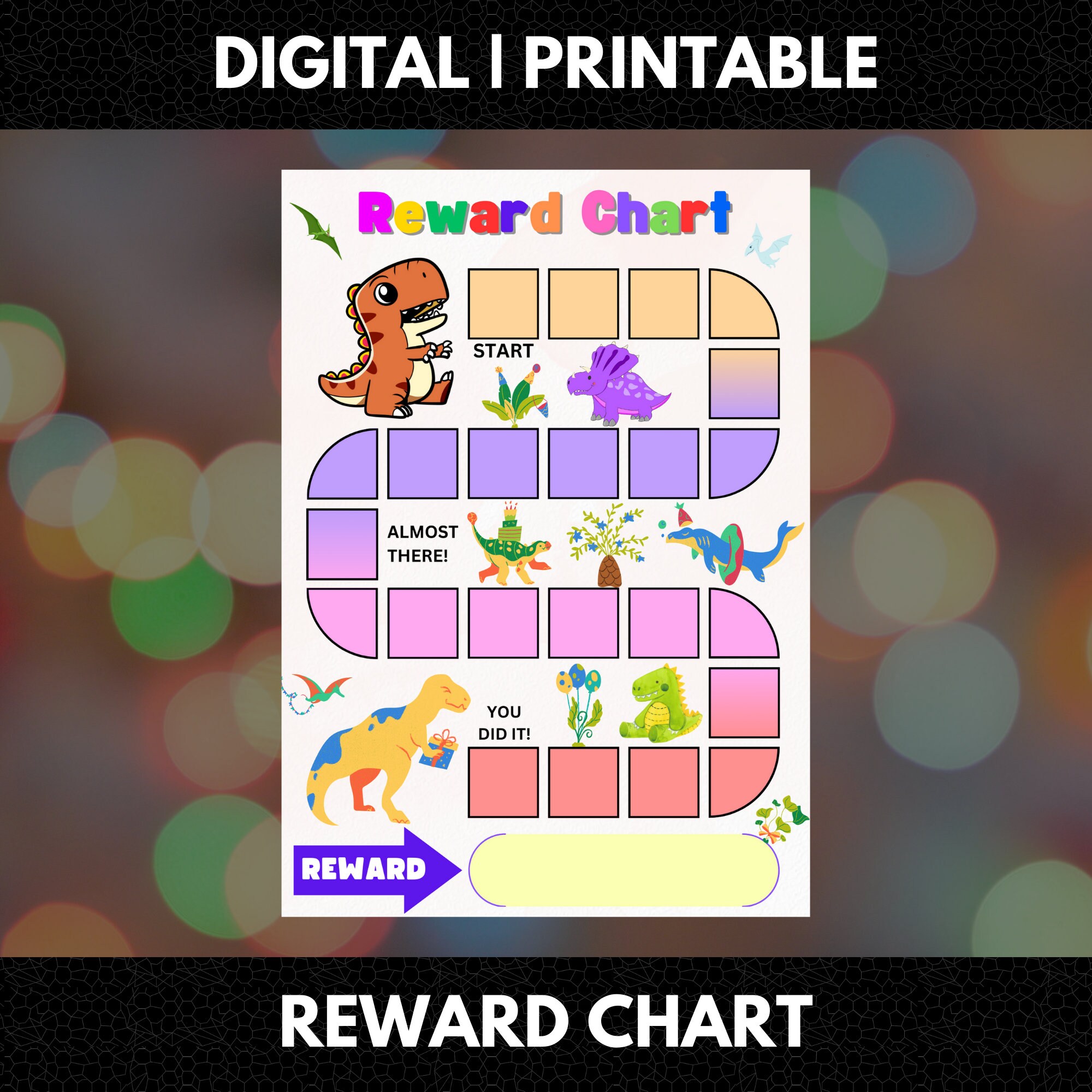Dinosaur Reward Chart, Printable Dinosaur Behavior Chart, Digital ...