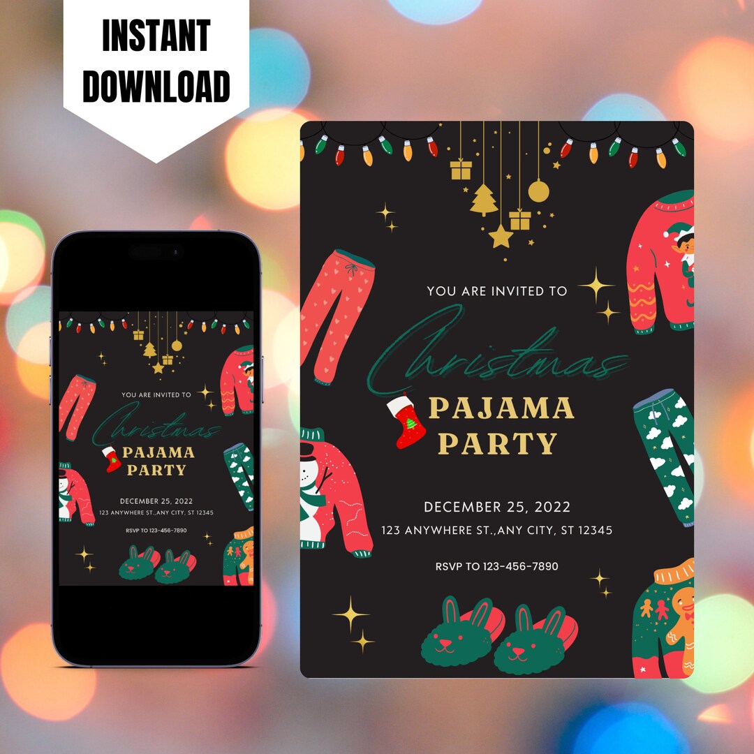 Editable Pajamas Party Invitation, Printable Slumber Party Invitation ...