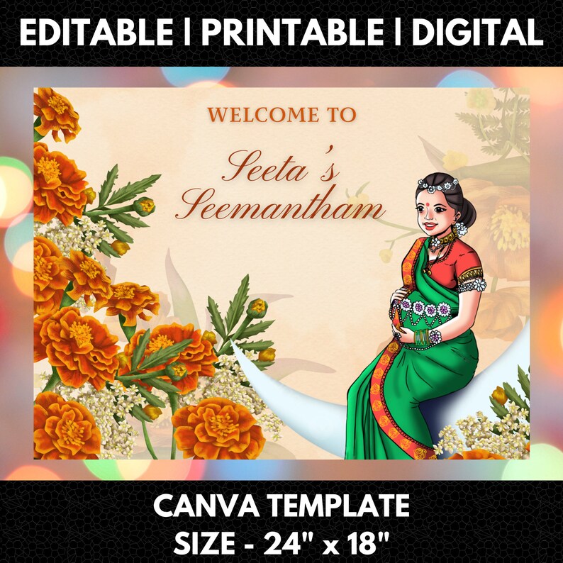 Editable Seemantham Ceremony Sign, Valaikappu Decor (digital Download ...