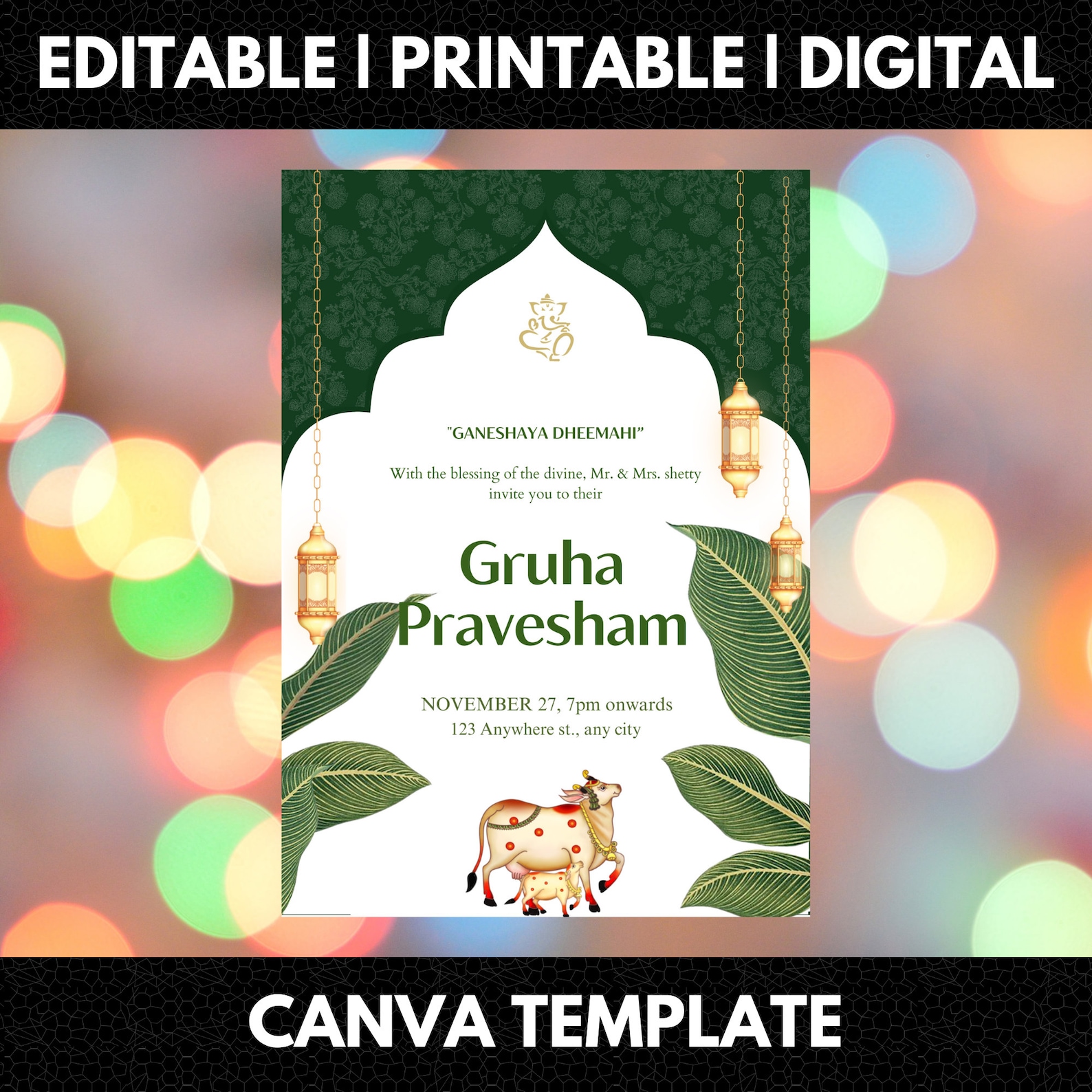 Editable Gruhapravesham Invitation Template: Printable Housewarming - Etsy