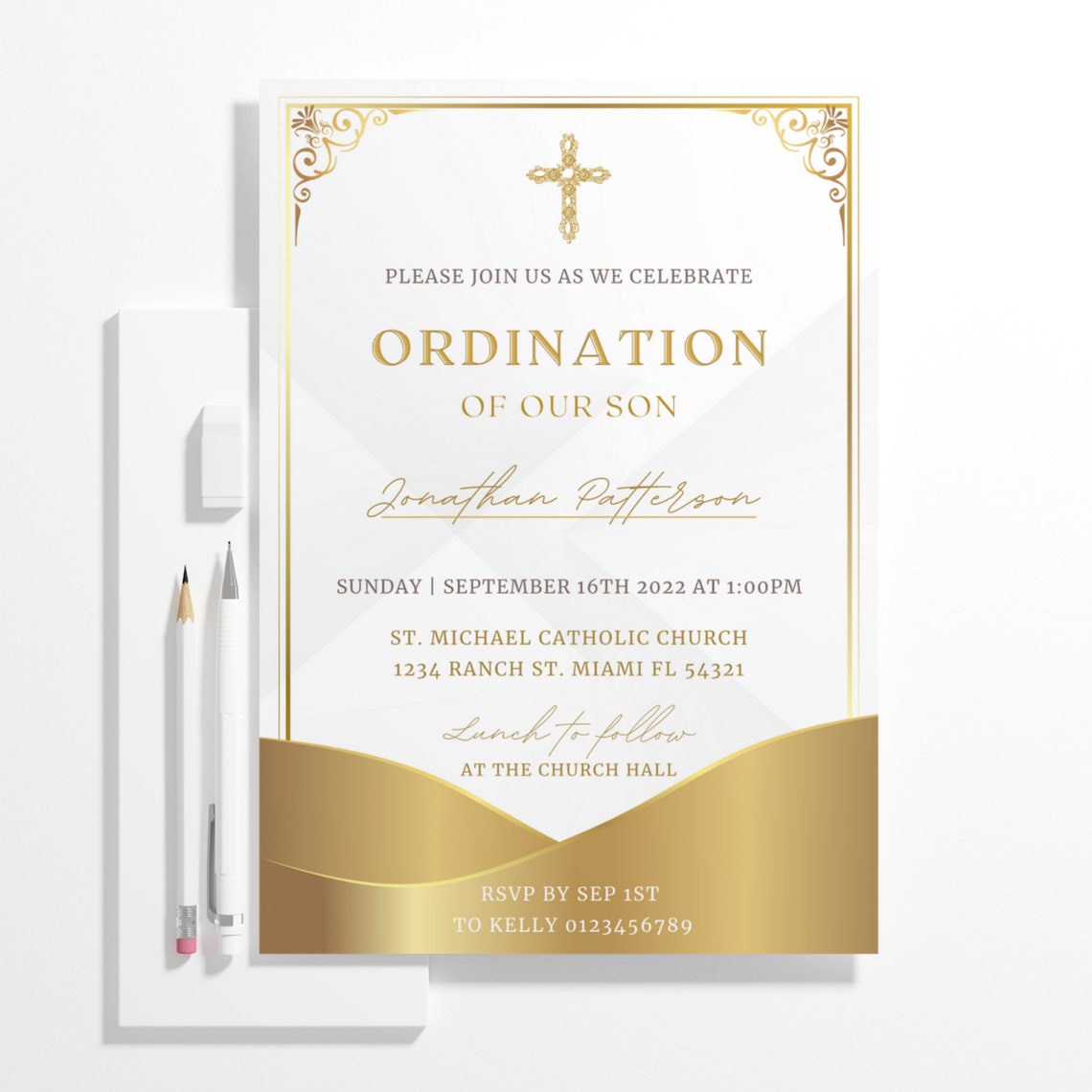 Editable Catholic Priest Ordination Invitation, Printable Ordination ...