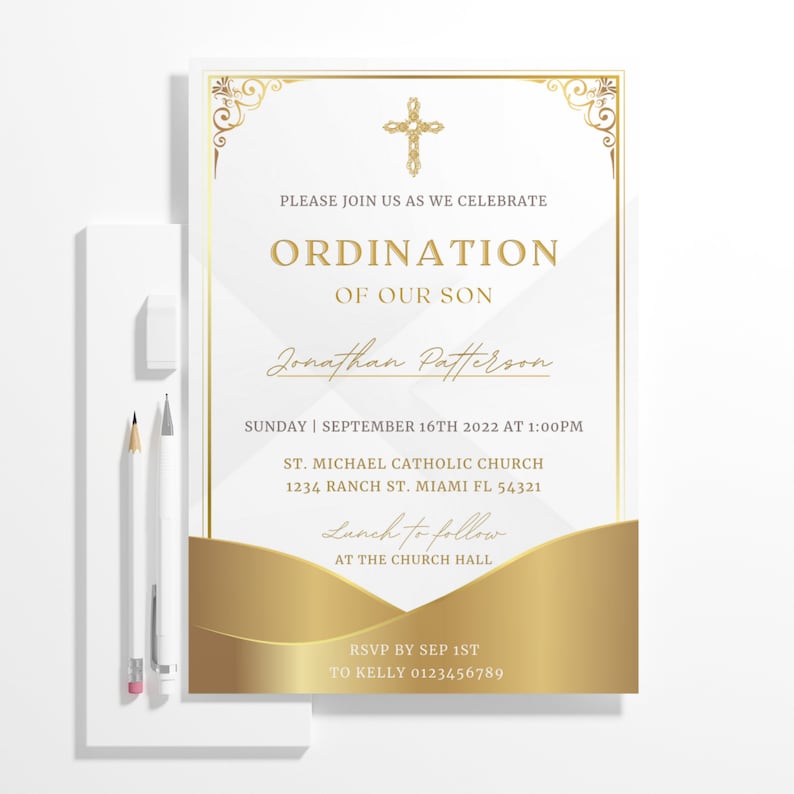Editable Catholic Priest Ordination Invitation Template - Etsy