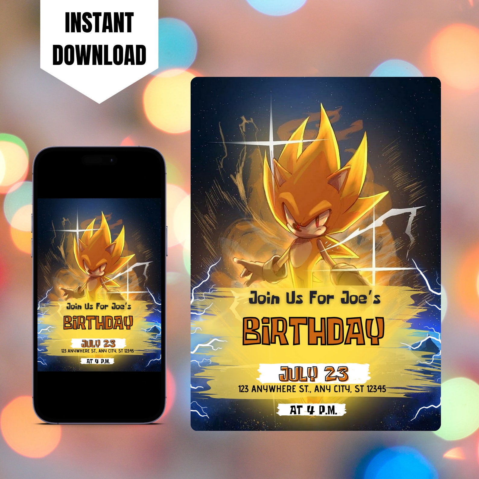 Editable Sonic Invitation, Printable Sonic Birthday Invitation Template ...
