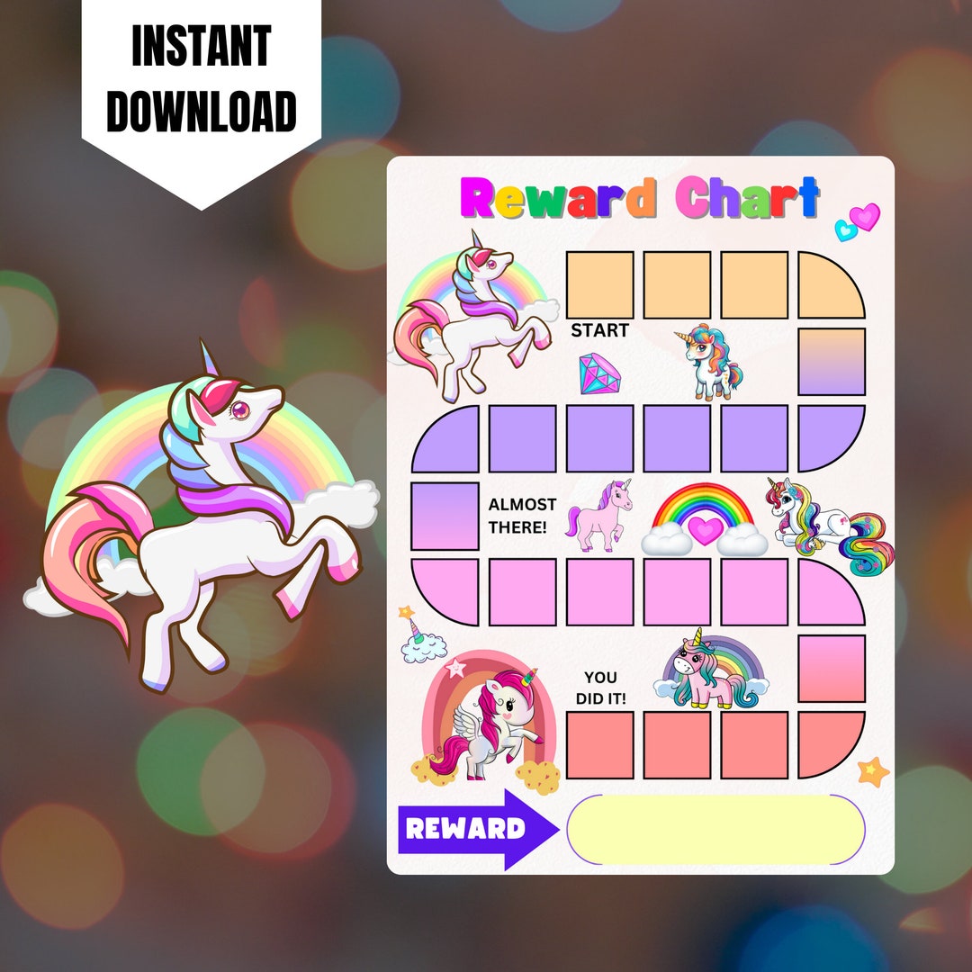 Unicorn Reward Chart, Printable Unicorn Behavior Chart, Digital Unicorn ...
