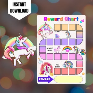 Unicorn Reward Chart, Printable Unicorn Behavior Chart, Digital Unicorn ...
