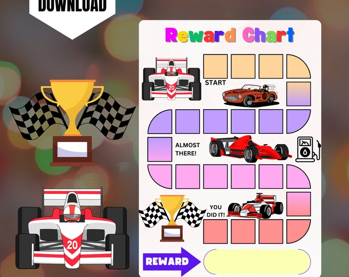 Instant Download Potty Training Chart Printable Race Cars Potty Train ...