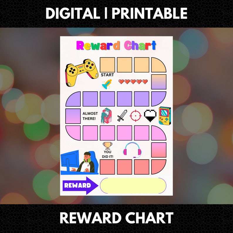 Video Game Reward Chart, Printable Gamer Chore Chart (digital Download ...