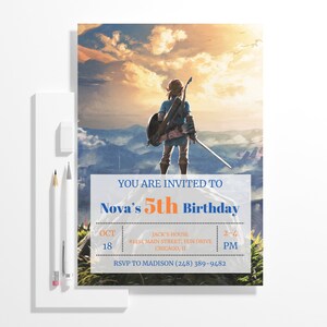 Editable Zelda Birthday Invitation: Printable Canva Template (digital ...
