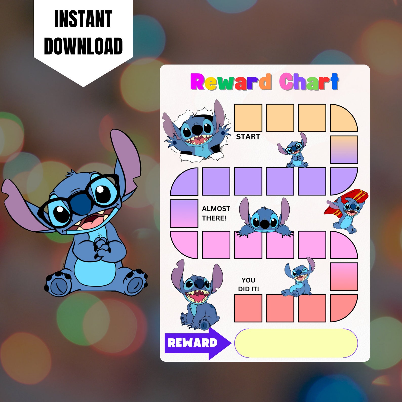 Stitch Reward Chart: Printable Kids Behavior Chore Chart - Etsy