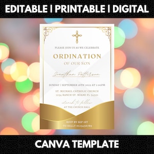 Editable Catholic Priest Ordination Invitation Template - Etsy
