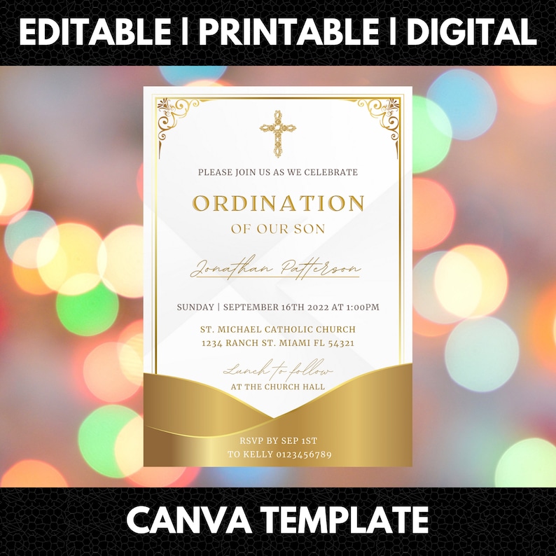Editable Catholic Priest Ordination Invitation, Printable Ordination ...
