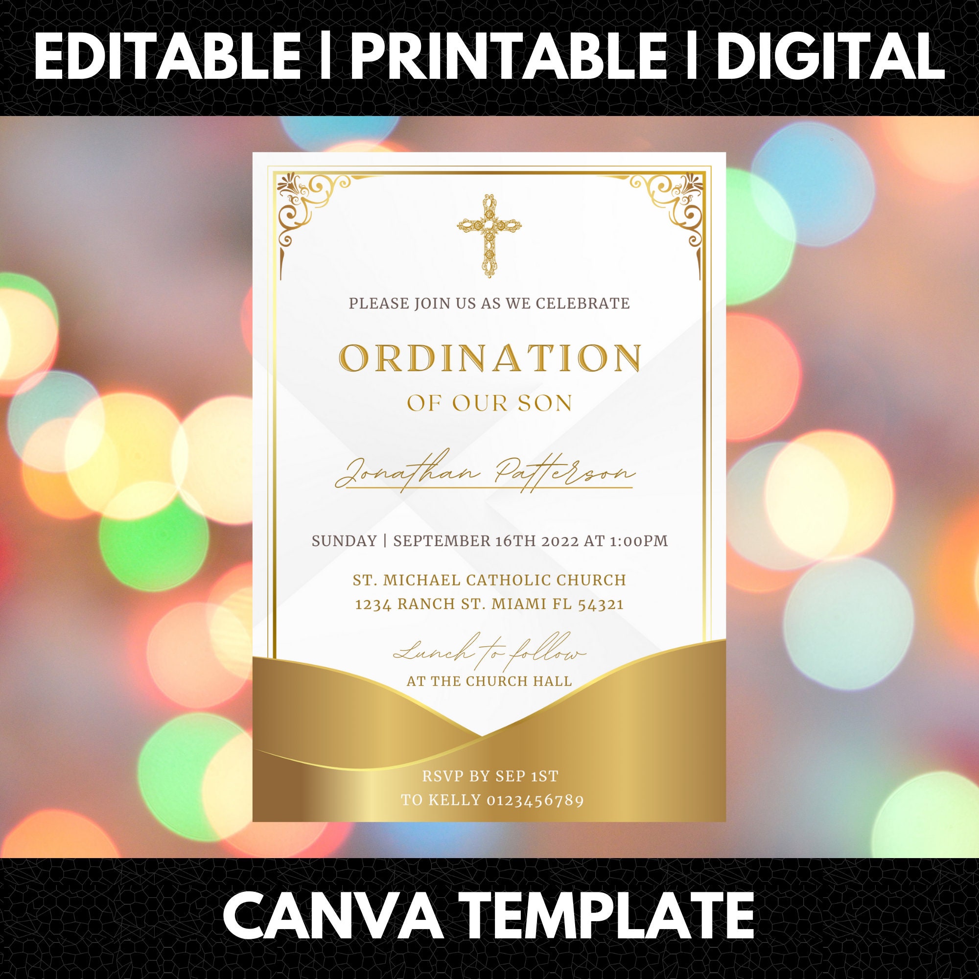 Editable Catholic Priest Ordination Invitation Template (digital ...