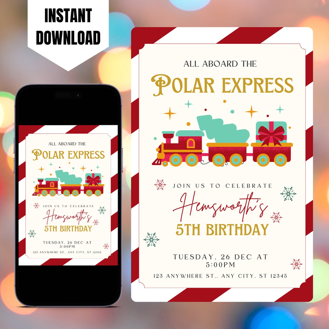 Editable Polar Express Birthday Invitation Printable Polar - Etsy