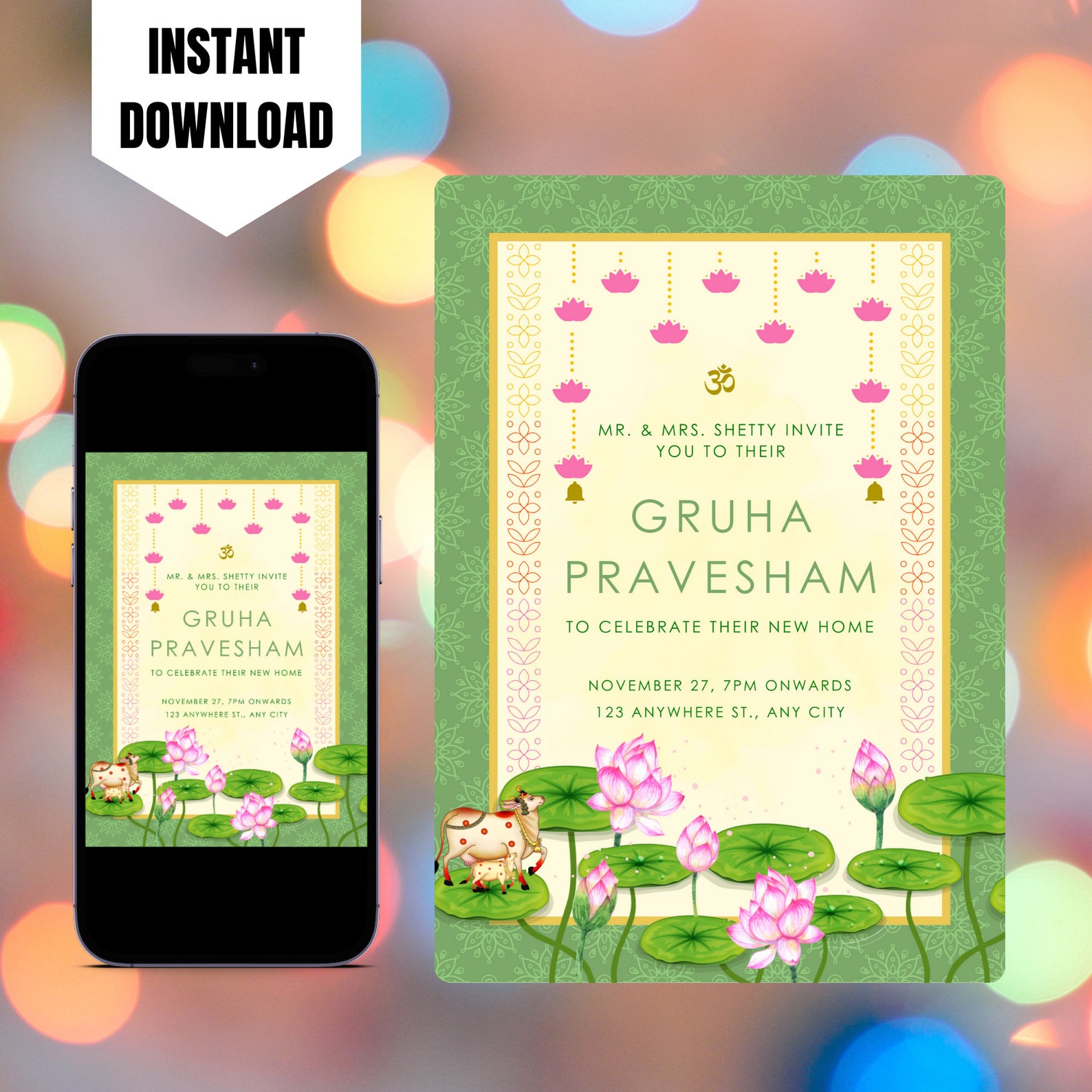 Editable Gruhapravesham Invitation Template: Printable Housewarming - Etsy