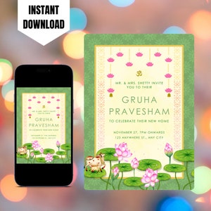 Editable Gruhapravesham Invitation Template: Printable Housewarming - Etsy